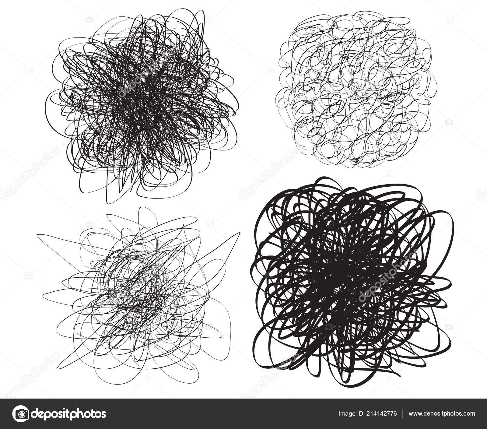 Set Chaos Patterns Scribble Sketch Background Array Lines Tangle White Stock Vector Image by ...
