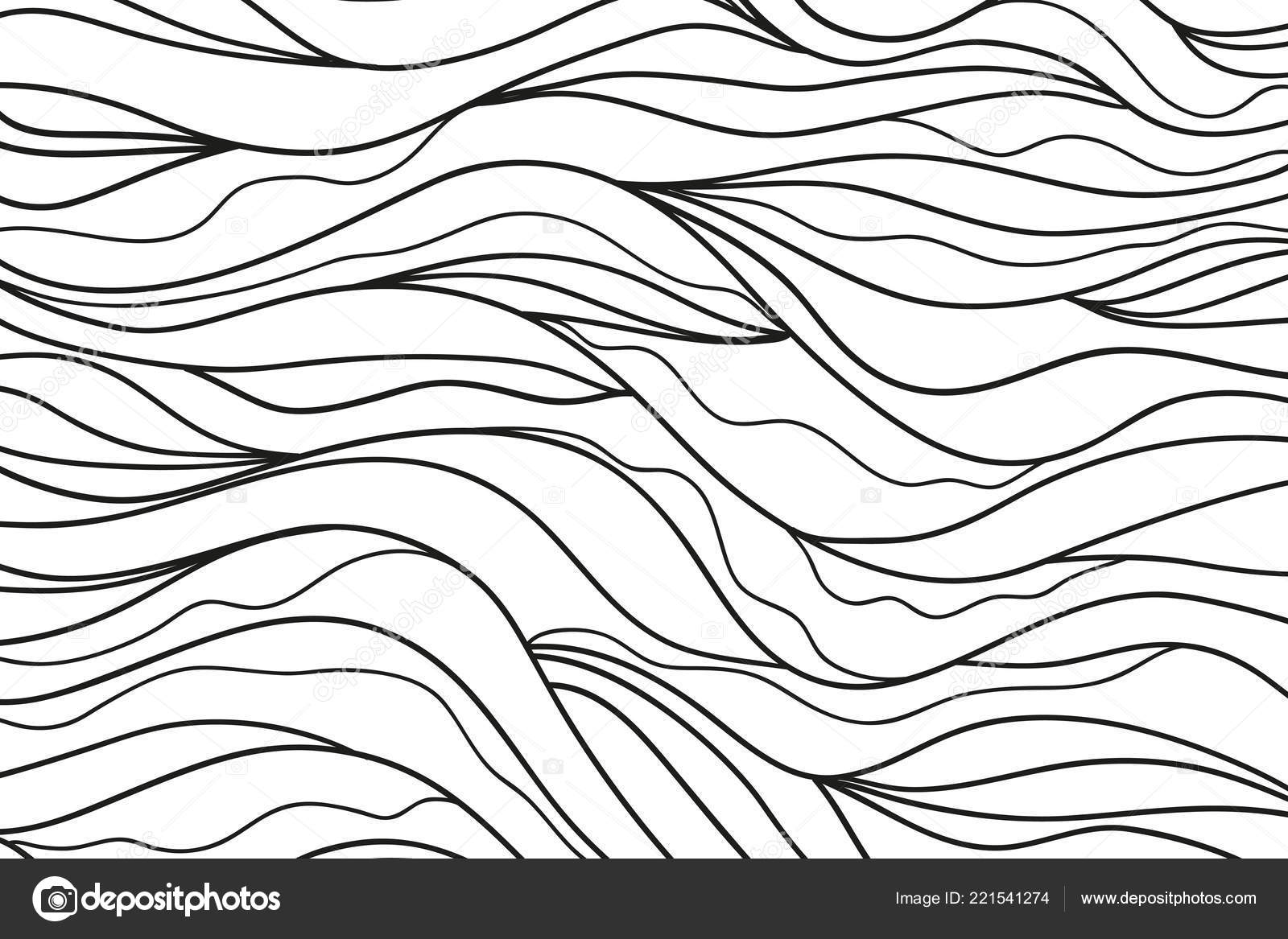 Wavy Background Hand Drawn Lines Hair Texture Monochrome Wave Pattern ...