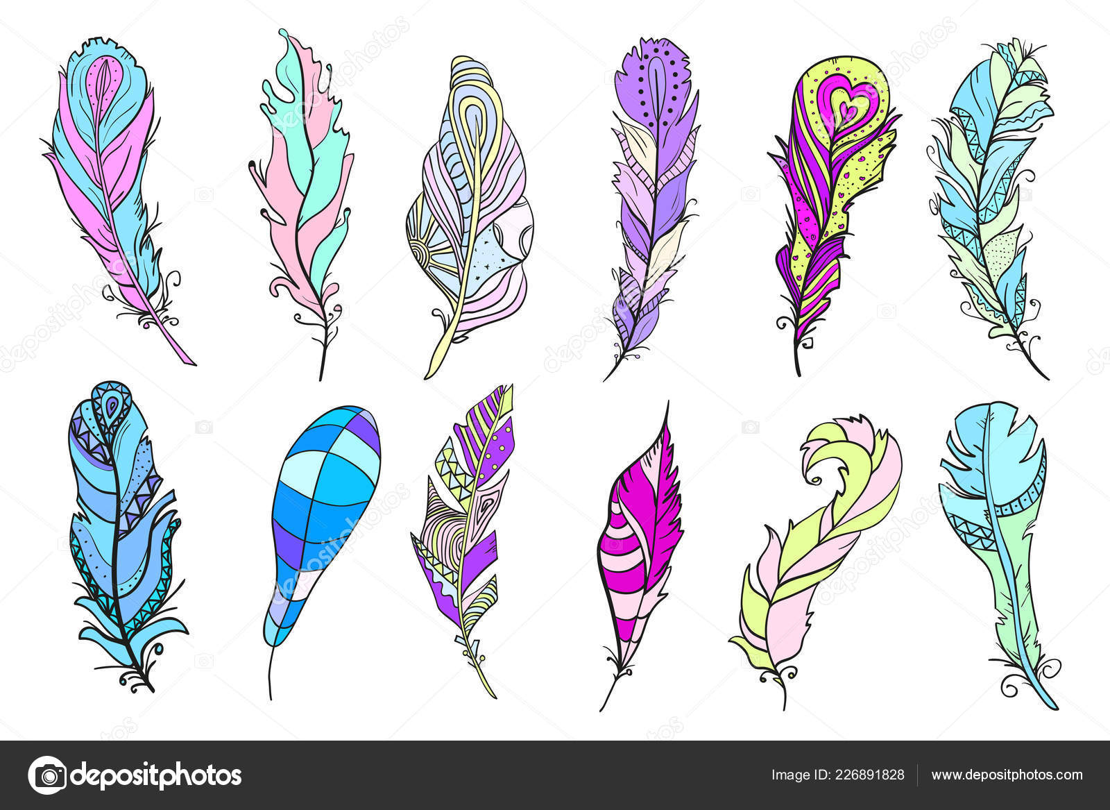 Colorful Feather Drawing