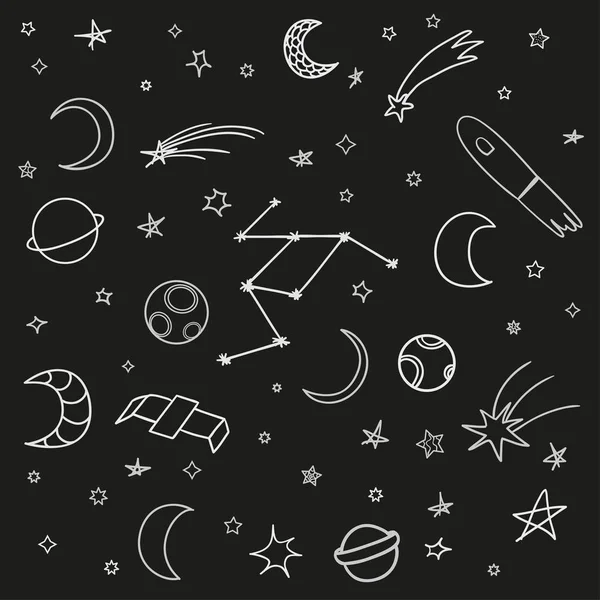 Cosmos Elements Isolation Background Collection Doodles Design White ...
