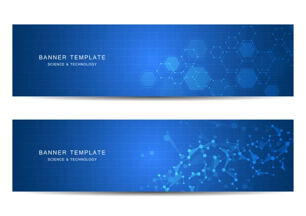 Vector banners for science and digital technology. Geometric abstract ...