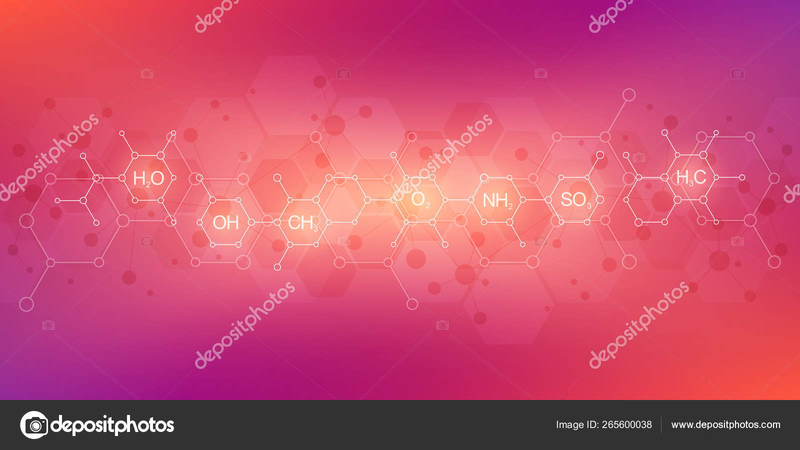 Abstract chemistry background with chemical formulas and molecular ...