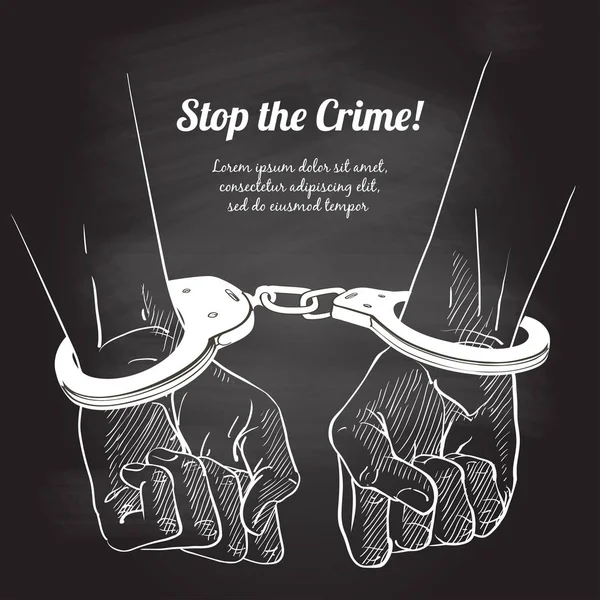 Handcuffs on the hands. Sketch vector illustration Stock Vector Image ...