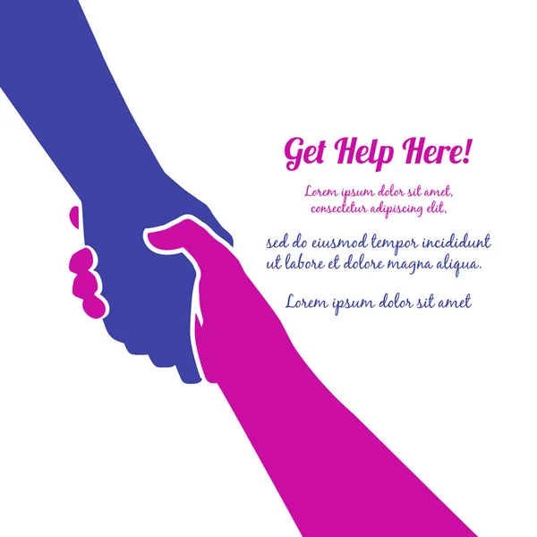 Continuous line Helping hand concept. Gesture, sign of help and hope. Two hands taking each ...