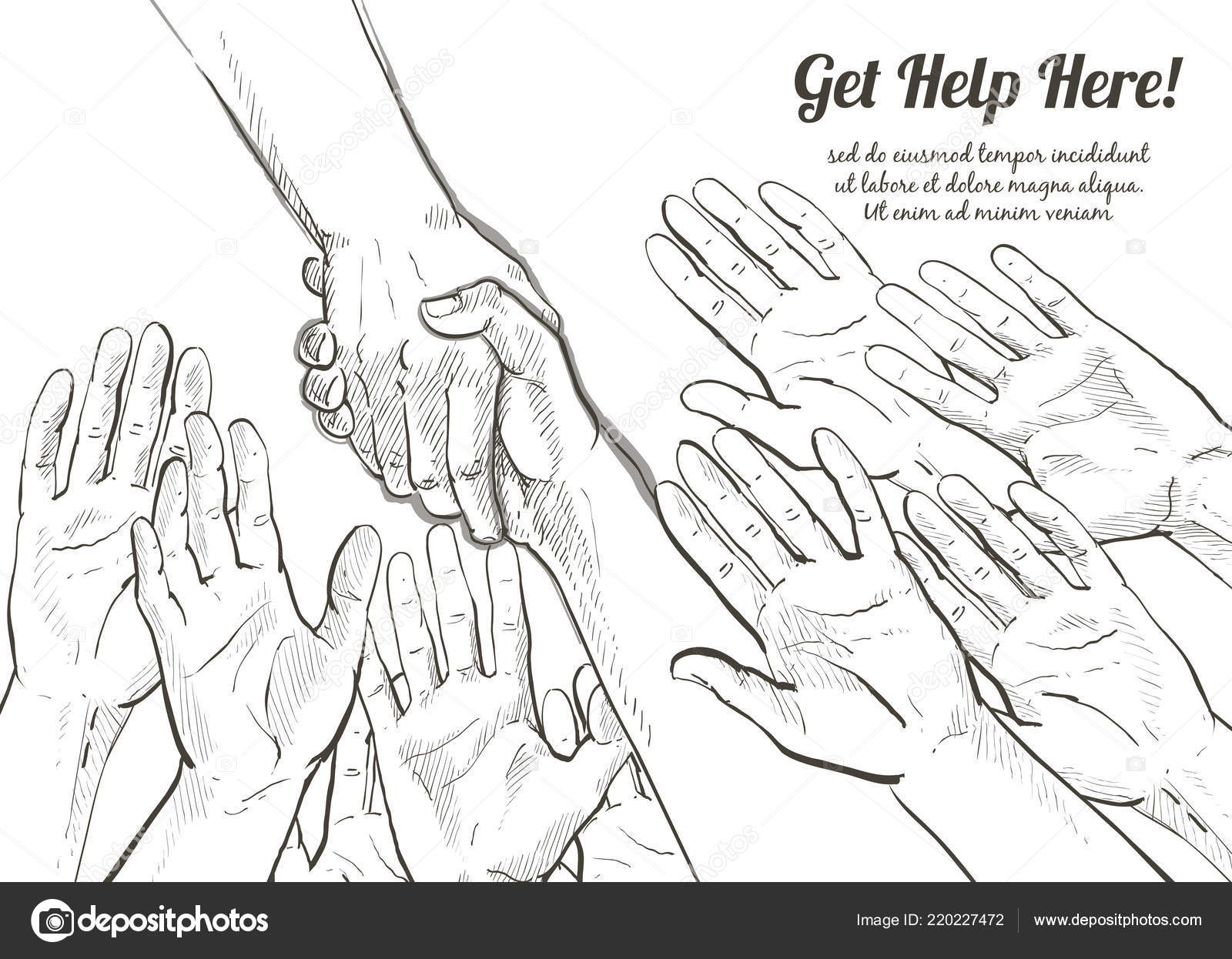 People Helping Each Other Drawing