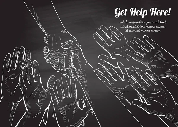 Continuous line Helping hand concept. Gesture, sign of help and hope ...