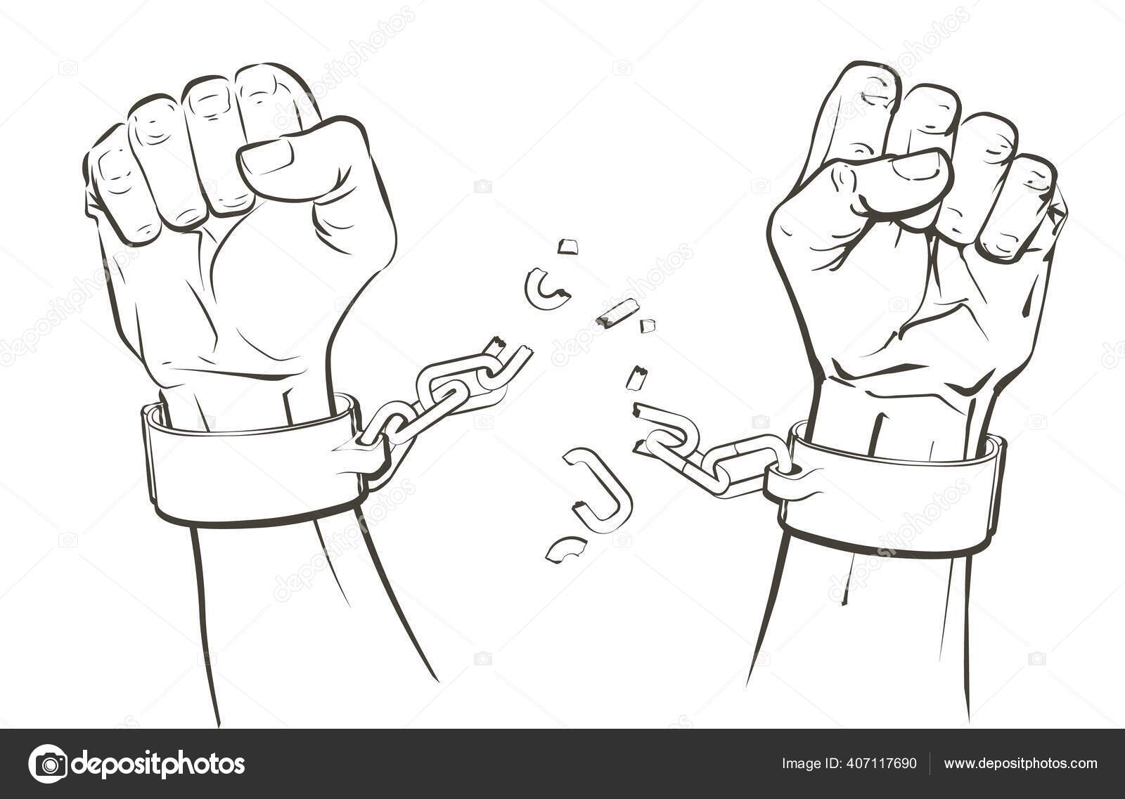 Fist Breaking Chains Drawing