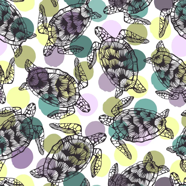 Seamless Pattern Sea Turtles — Stock Vector © Skorobogatova #208702222