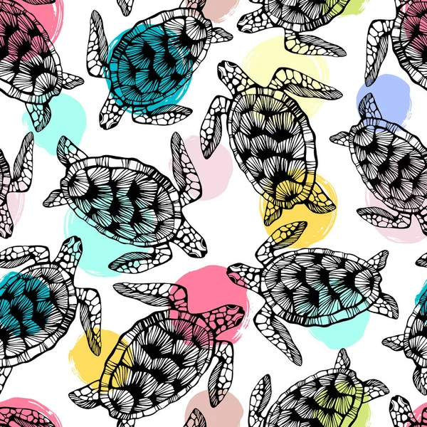Seamless Pattern Sea Turtles — Stock Vector © Skorobogatova #208702222