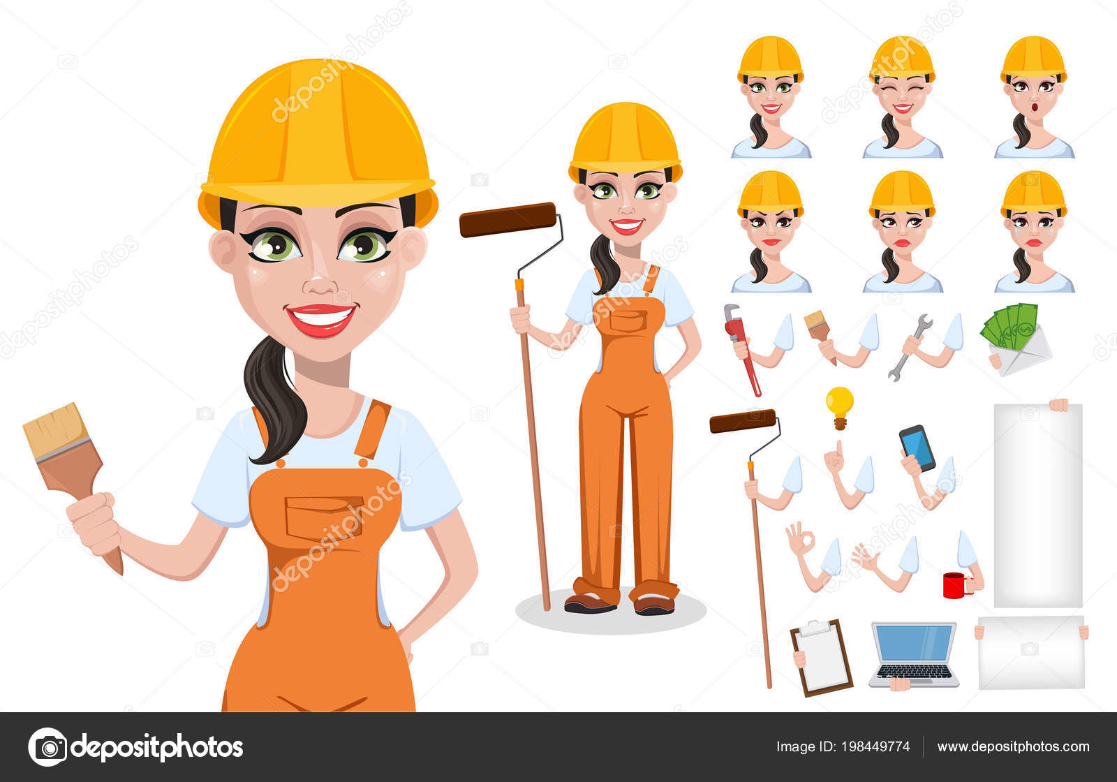 Female Construction Worker Cartoon