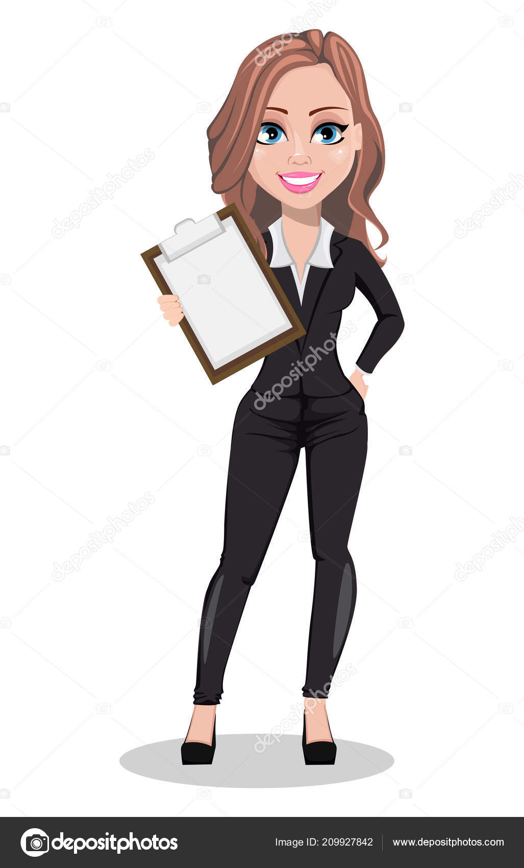 Real Estate Agent Cartoon Character Beautiful Realtor Woman Holding ...