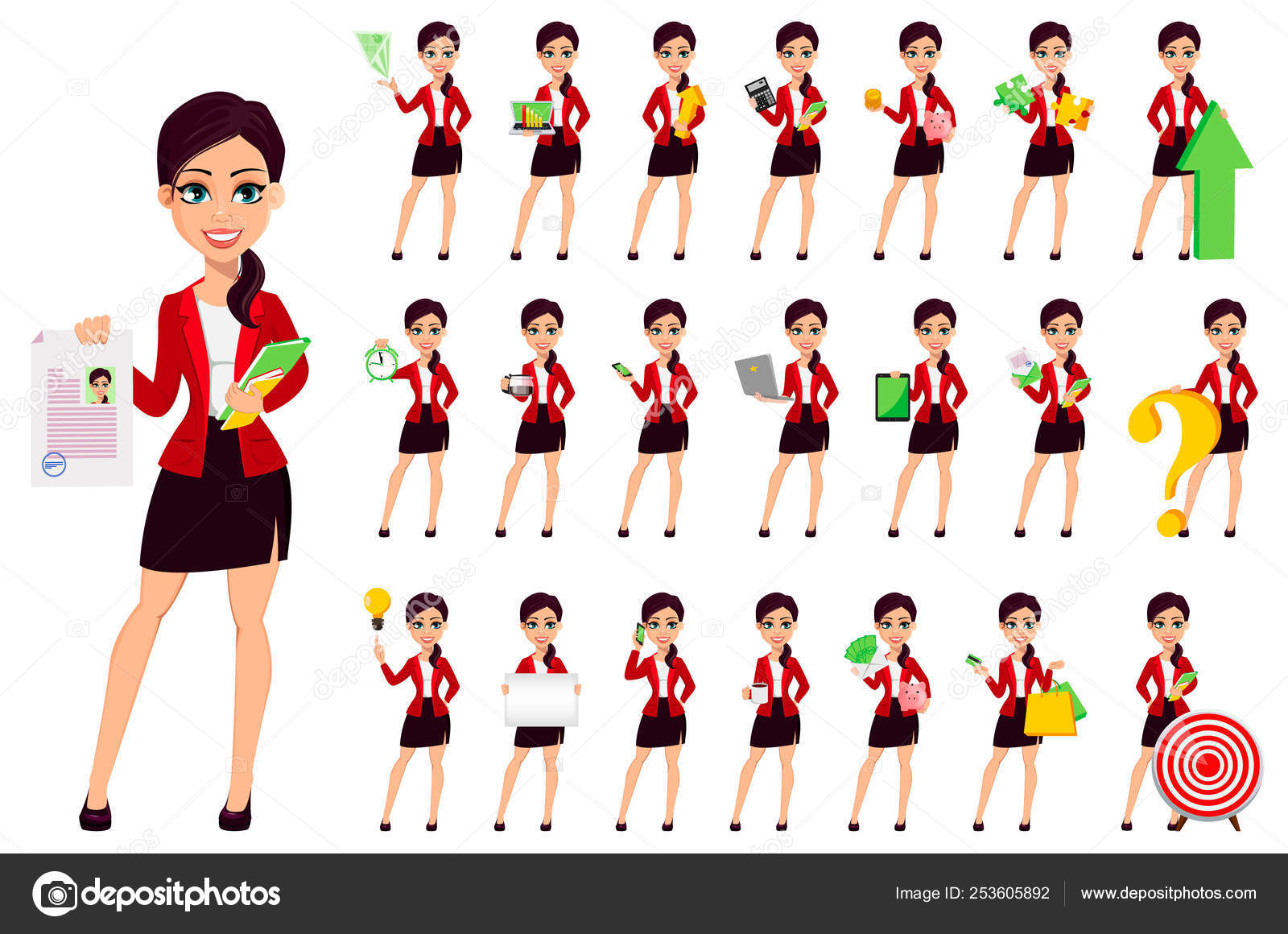 Businesswoman Cartoon Character Beautiful Woman Stock Vector By