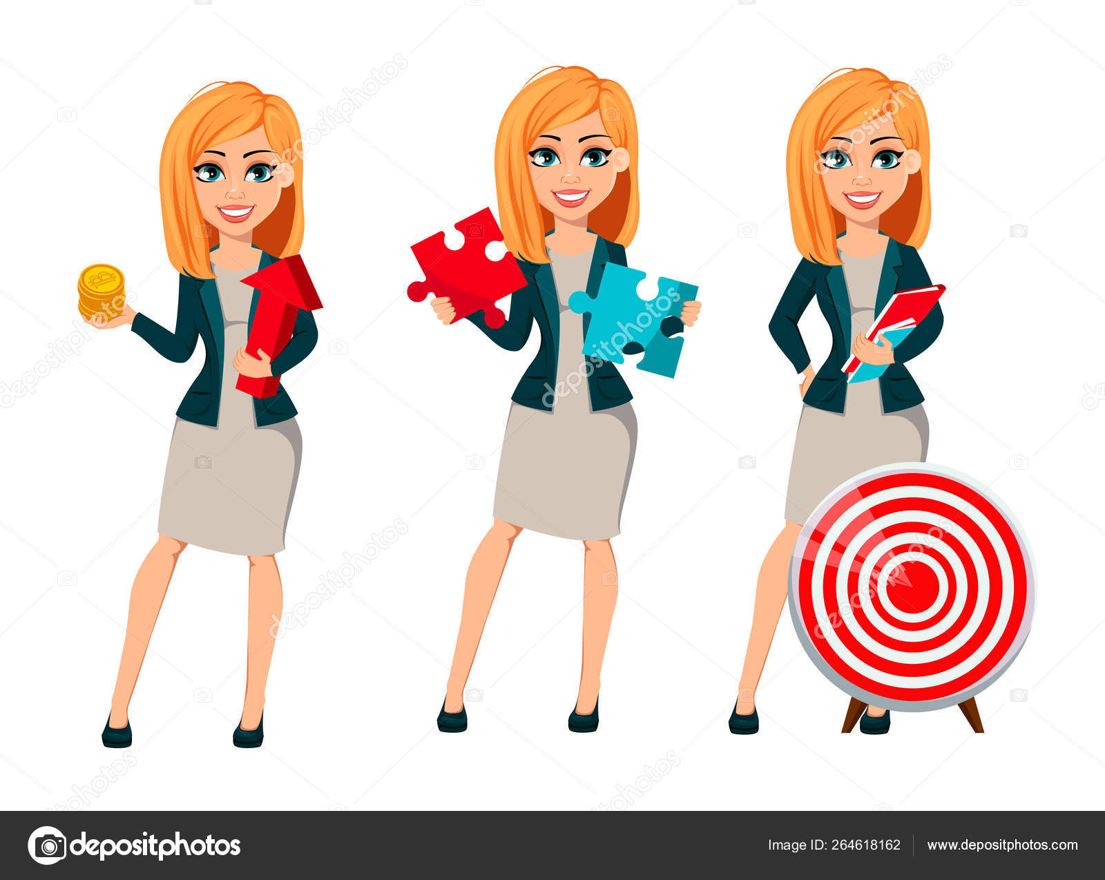 Cartoon Character Businesswoman With Blonde Hair Stock Vector By