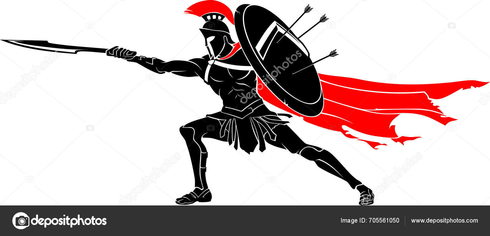 Spartan Warrior Thrust Sword Medieval Illustration Stock Vector by ...