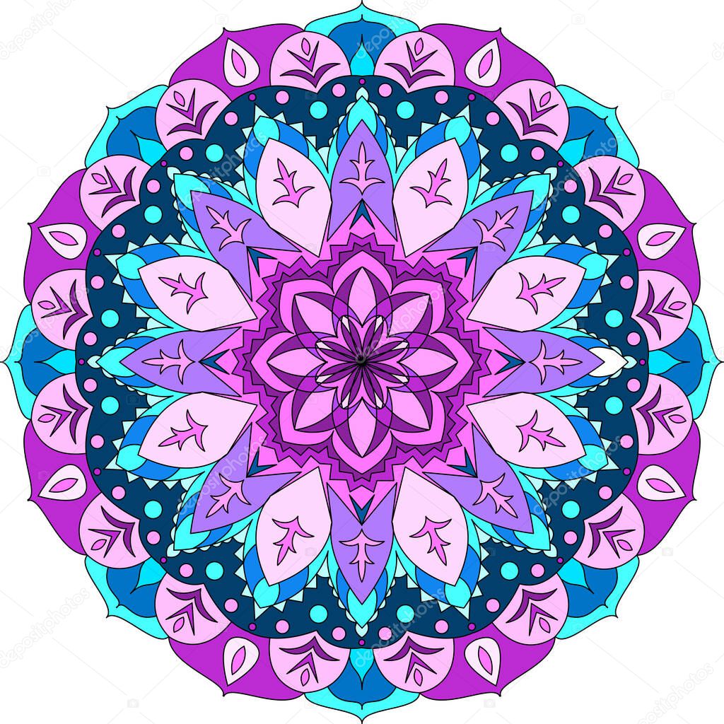 Círculo mandala con colores vibrantes. Tarjeta de colores, papel ...
