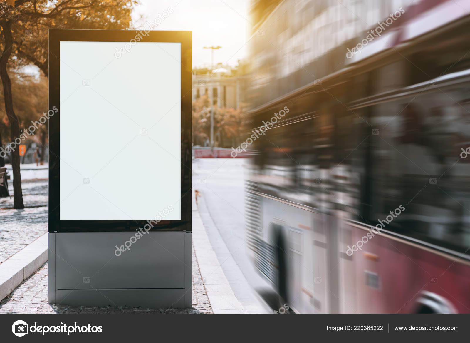 Tourist Double Decker Passing High Speed Empty Urban Billboard Mockup ...