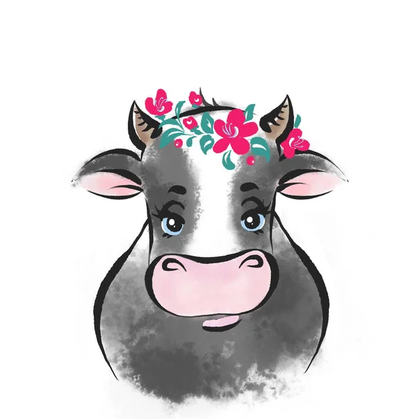 Girly cow clip art watercolor Stock Photos, Royalty Free Girly cow clip ...
