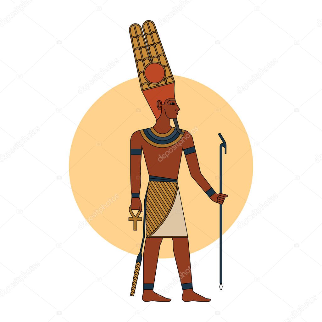 El antiguo dios egipcio Amon-ra en ilustración vectorial aislada de ...