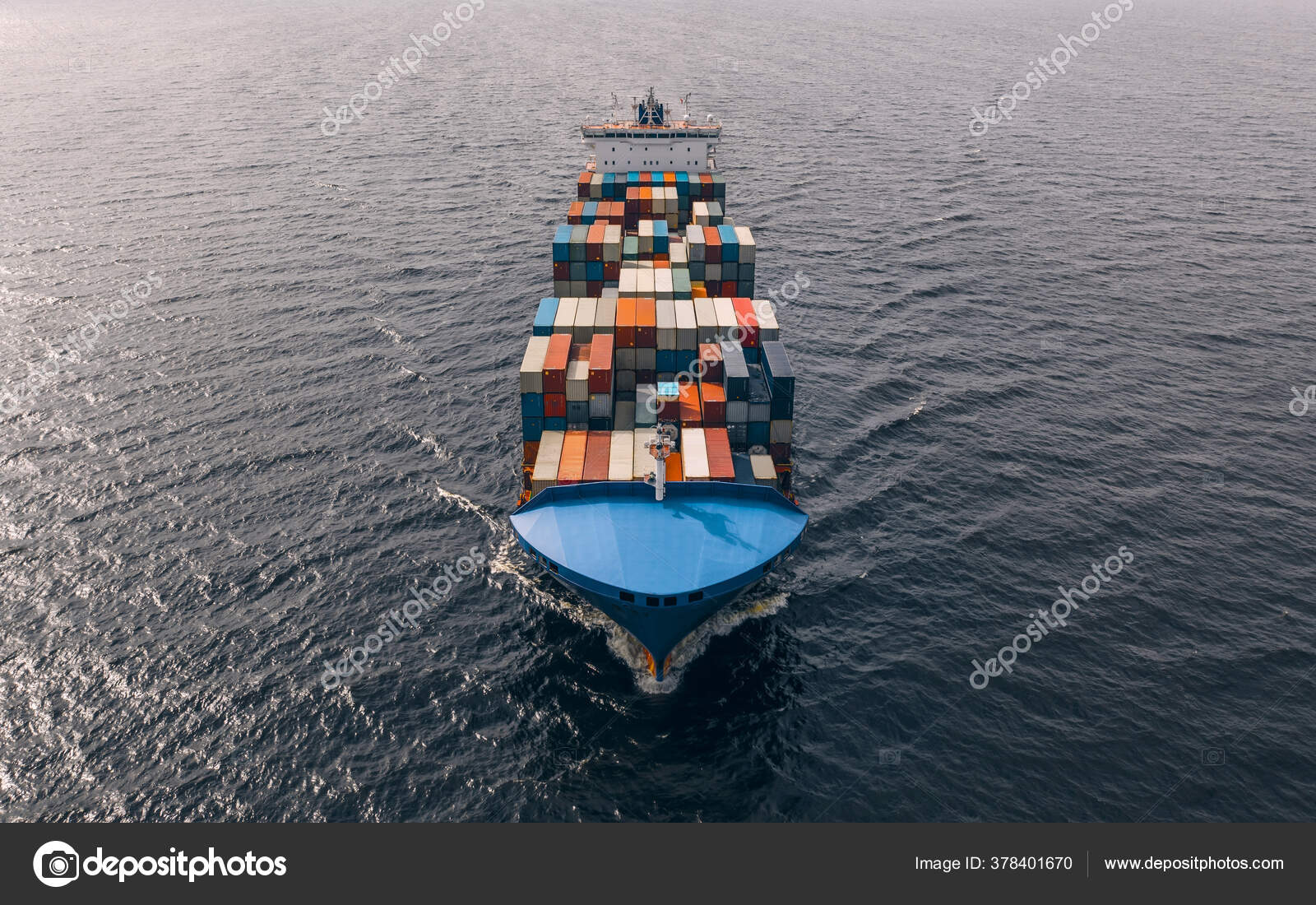 Container ship sailing in sea — Stock Photo © a_medvedkov #378401670