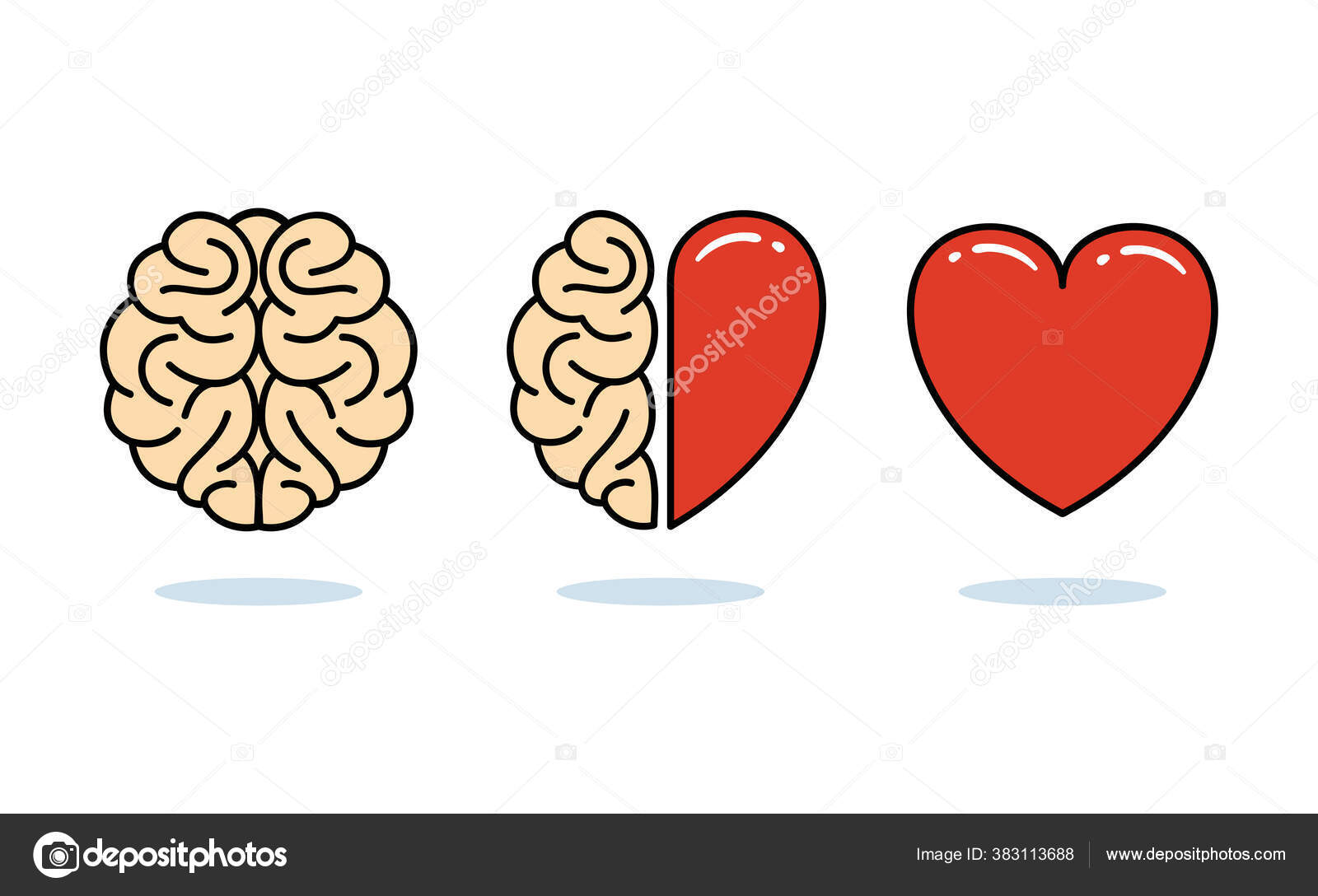 Cerebro Corazón Combinación Ilustración Vectorial Vector de Stock de ...