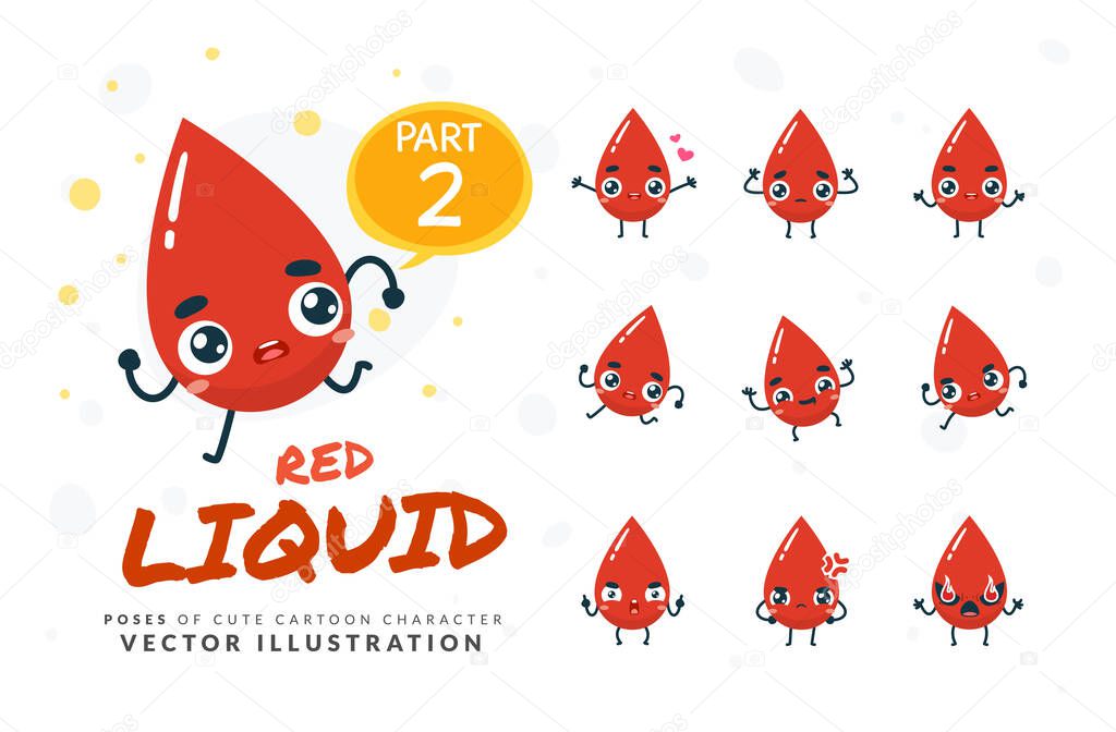 Conjunto vectorial de imágenes de dibujos animados de Líquido Rojo ...