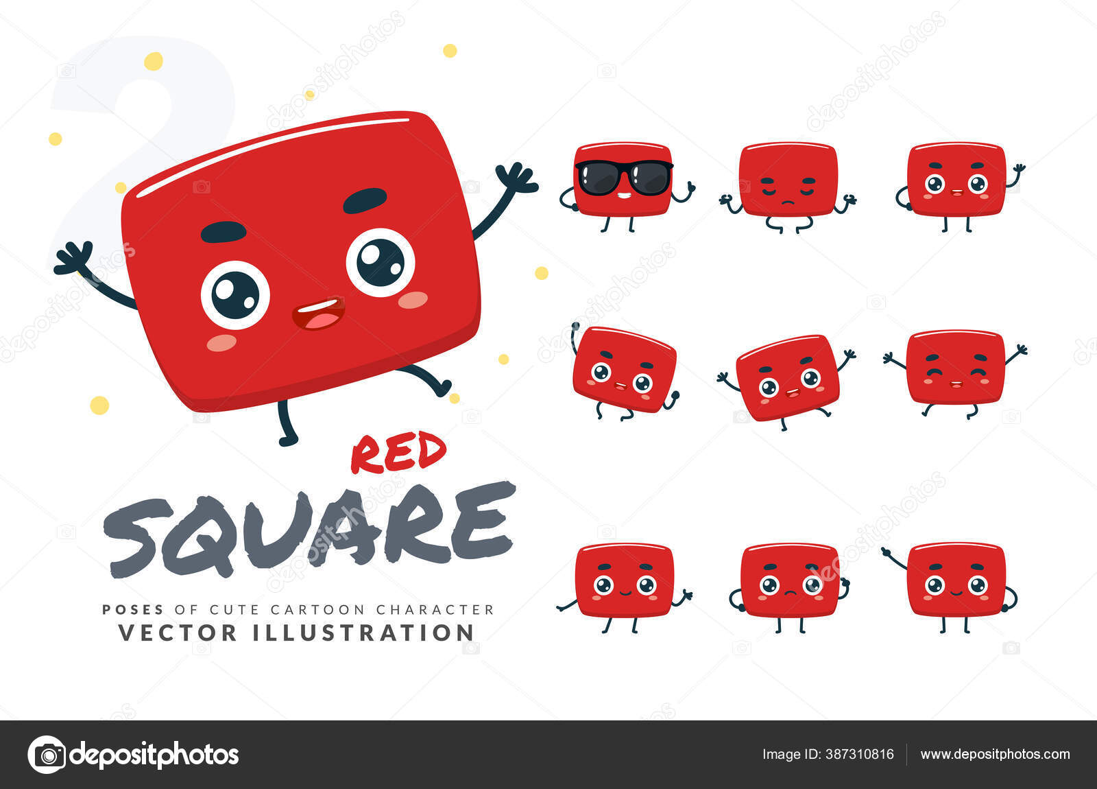 Vector Set Cartoon Images Red Square Part Stock Vector Image by ...