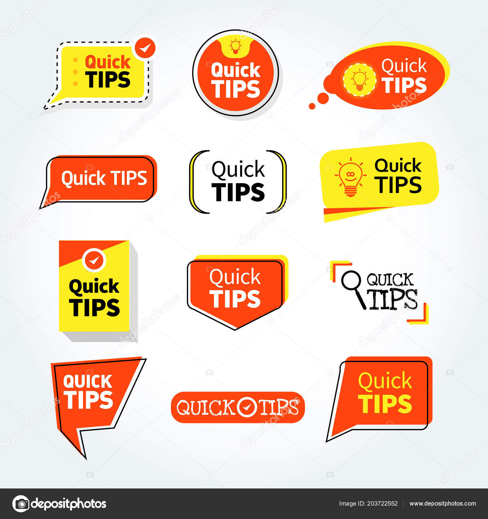 Quick Tips Mega Set Helpful Tricks Vector Logos Emblems Banners Stock ...