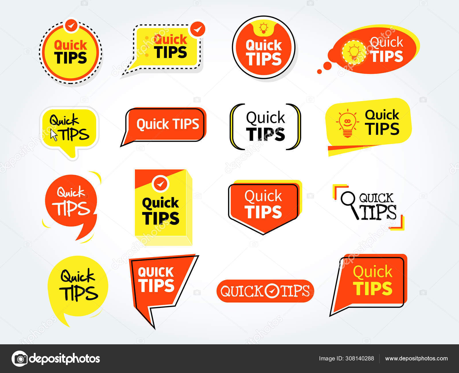 Quick Tips Mega Set Helpful Tricks Vector Logos Emblems Banners Stock ...