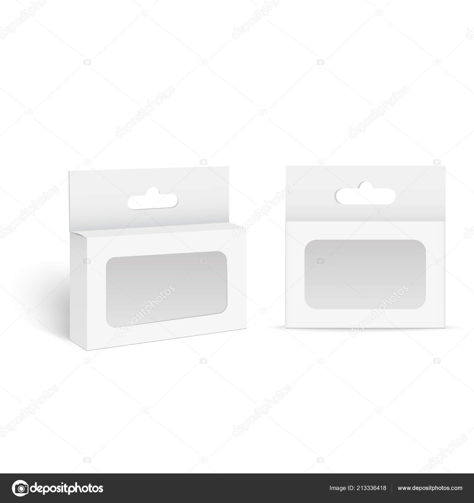 White Product Package Box With Hang Slot and plastic window. Mock Up ...