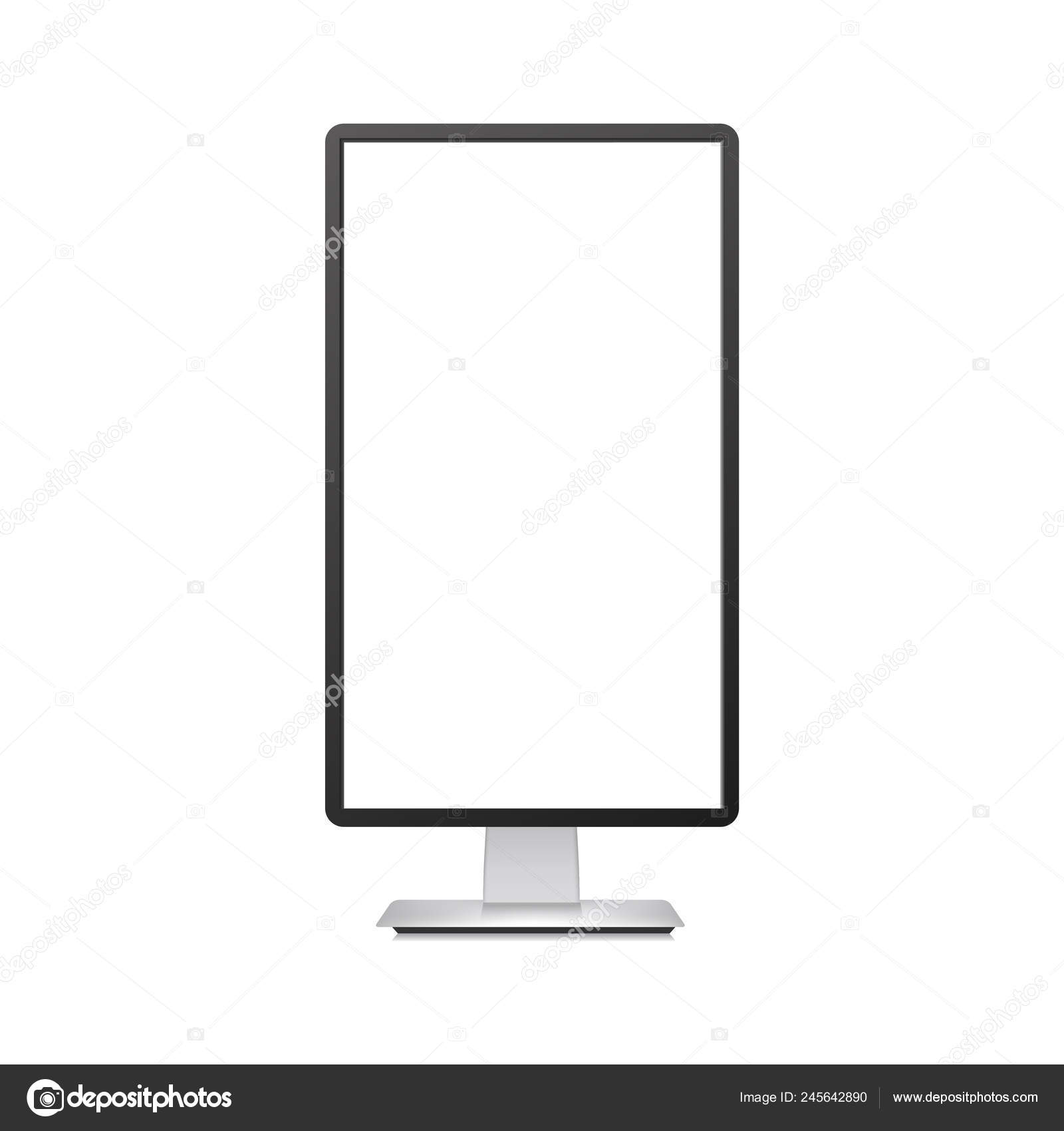 Realistic vertical TV monitor mockup with white screen. Vector. Stock ...