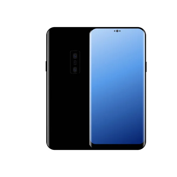 Realistic modern smart phone Front and Back view. Vector. Transparent ...