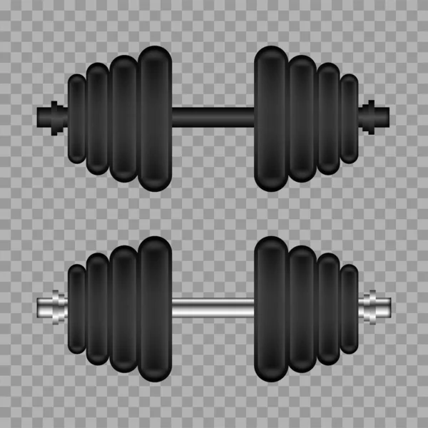 Silver realistic dumbbell isolated on white background. Realistic vector illustration. Stock ...