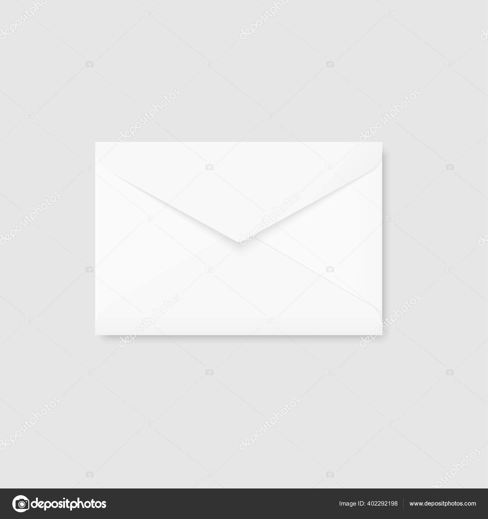 Realistic Blank White Letter Paper Envelope Front View Vector Stock ...