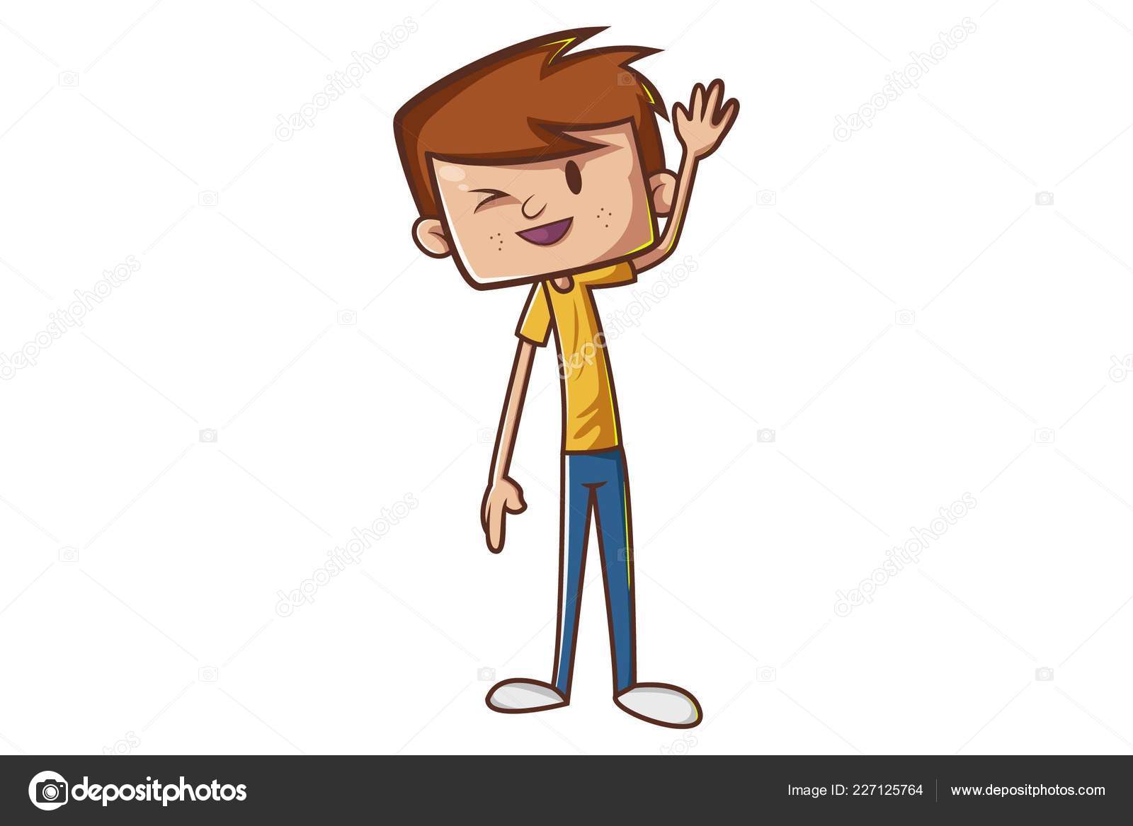 Desenho Animado Vetorial Ilustração Menino Dizendo Isolado Sobre Fundo ...