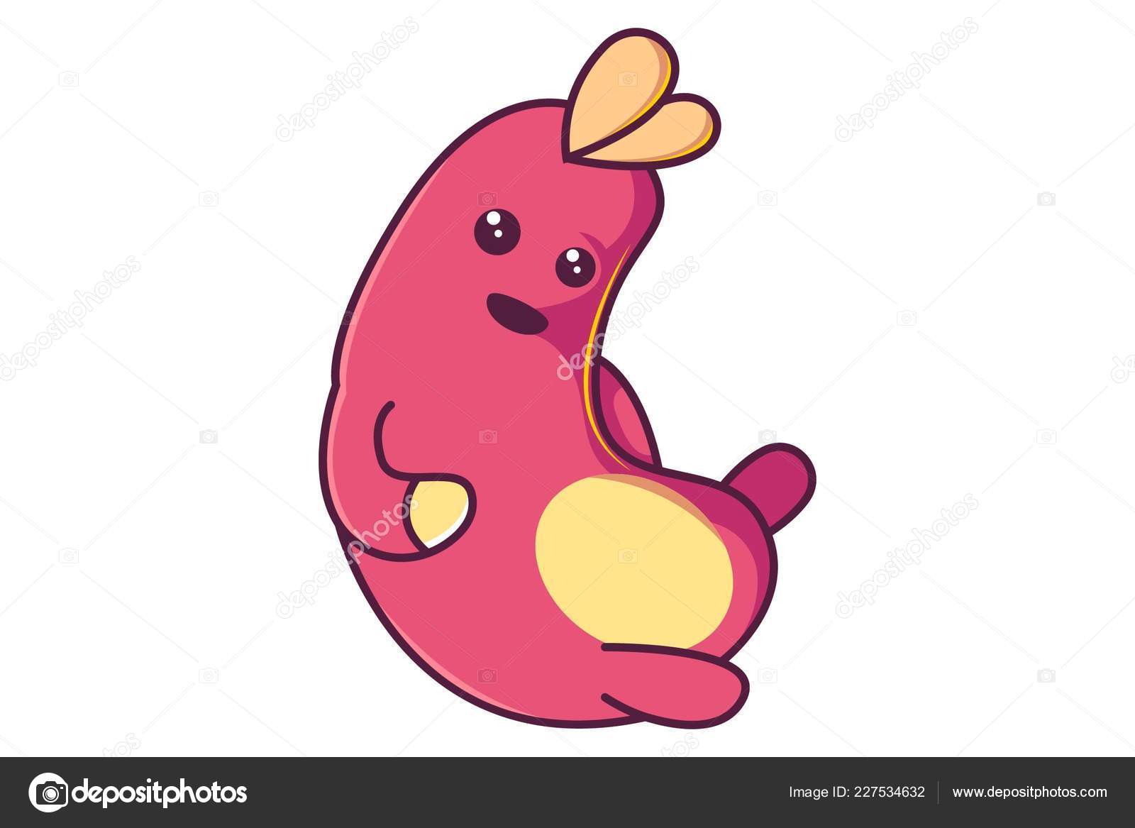Vector Cartoon Illustration Cute Pink Insect Sitting Floor Isolated ...