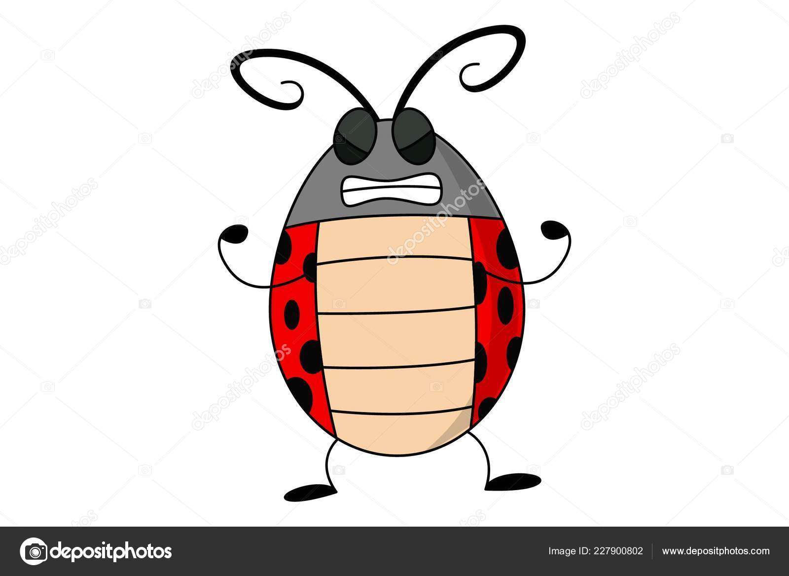 Vector Character Illustration Cute Lady Bug Angry Pose Isolated White ...