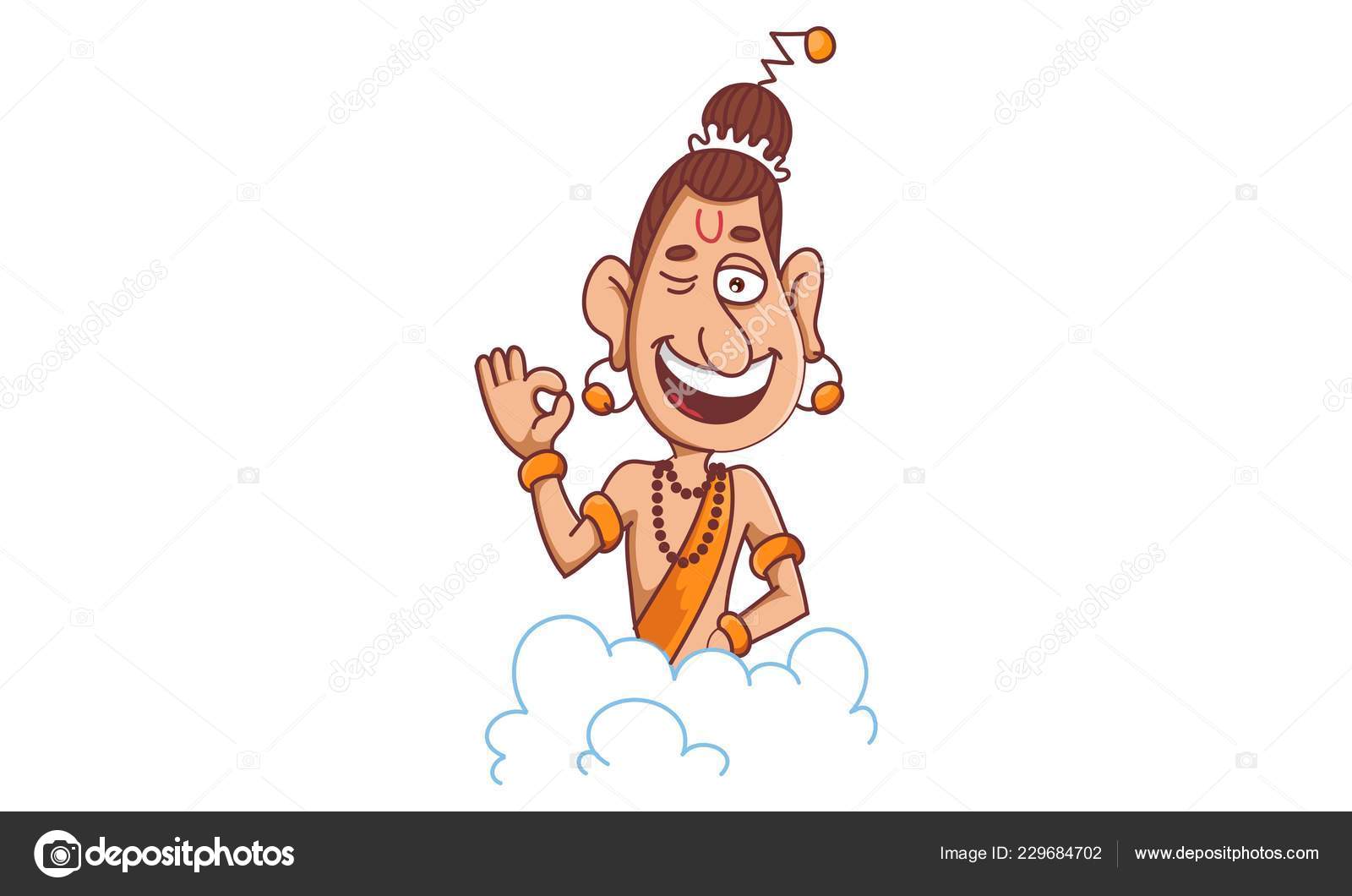 Ilustración Dibujos Animados Vectoriales Feliz Narada Muni Nube Que Muestra Vector De Stock