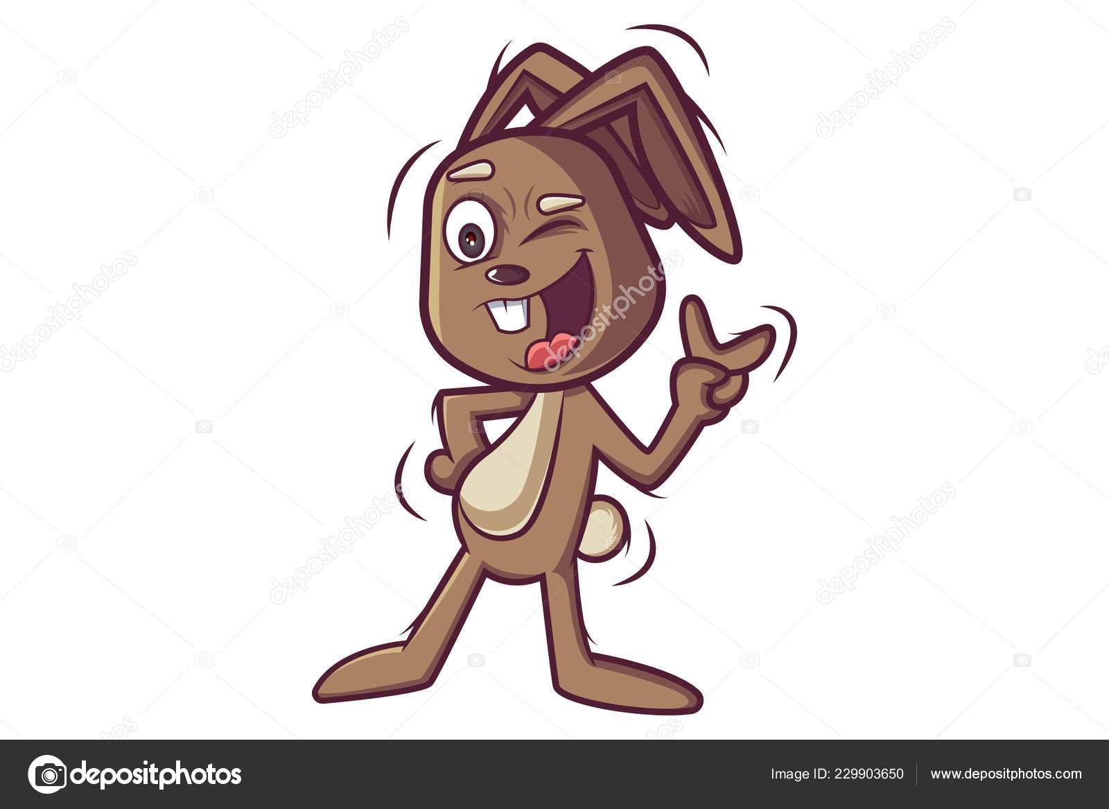 Vector Cartoon Illustration Cute Rabbit Wink Eyes Isolated White ...