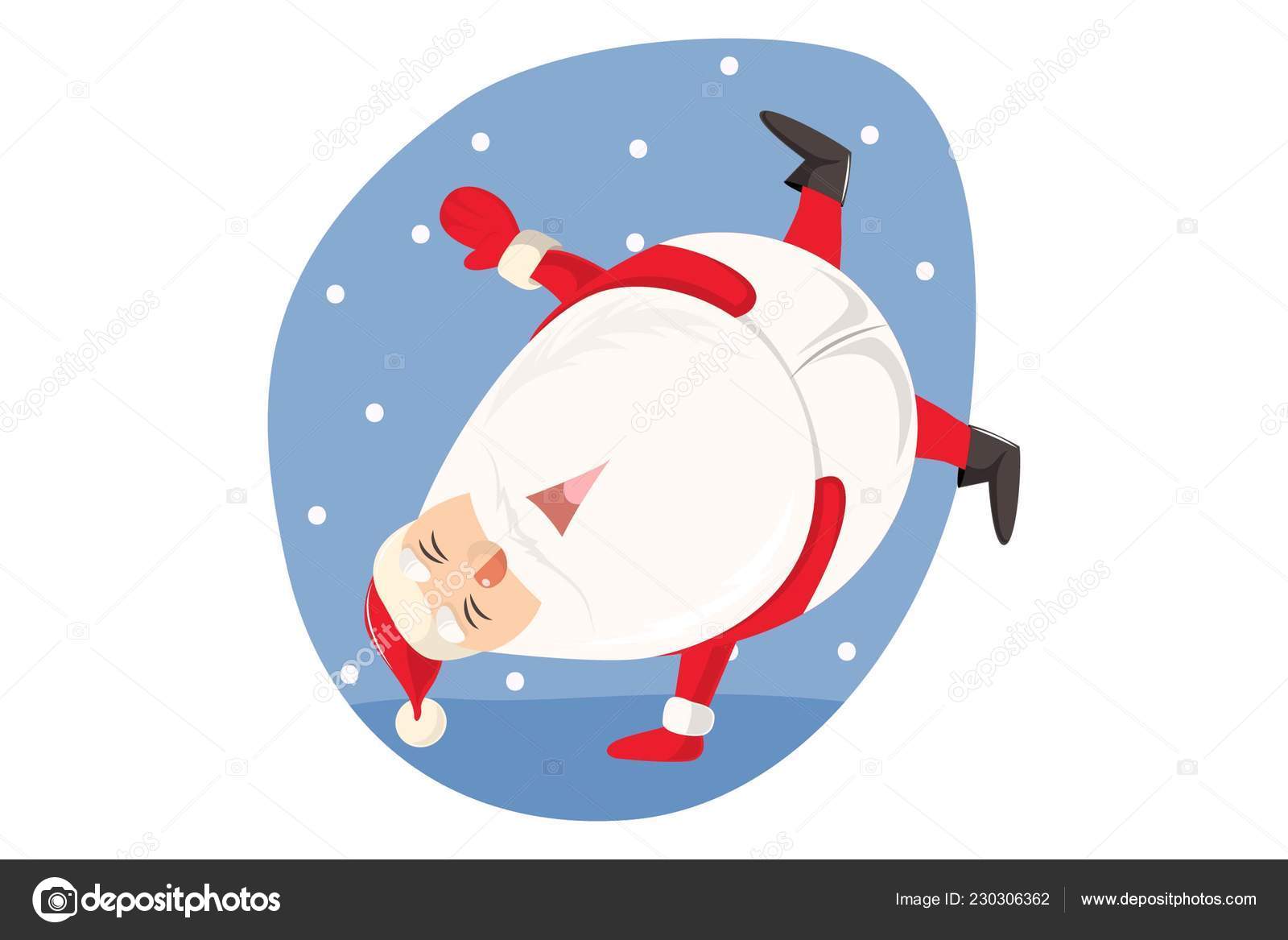 Vector Cartoon Illustration Cute Santa Claus Dancing Isolated White ...