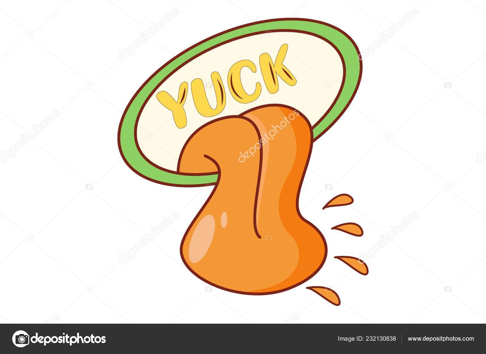Vector Cartoon Illustration Tongue Lettering Yuck Text Circle Isolated ...