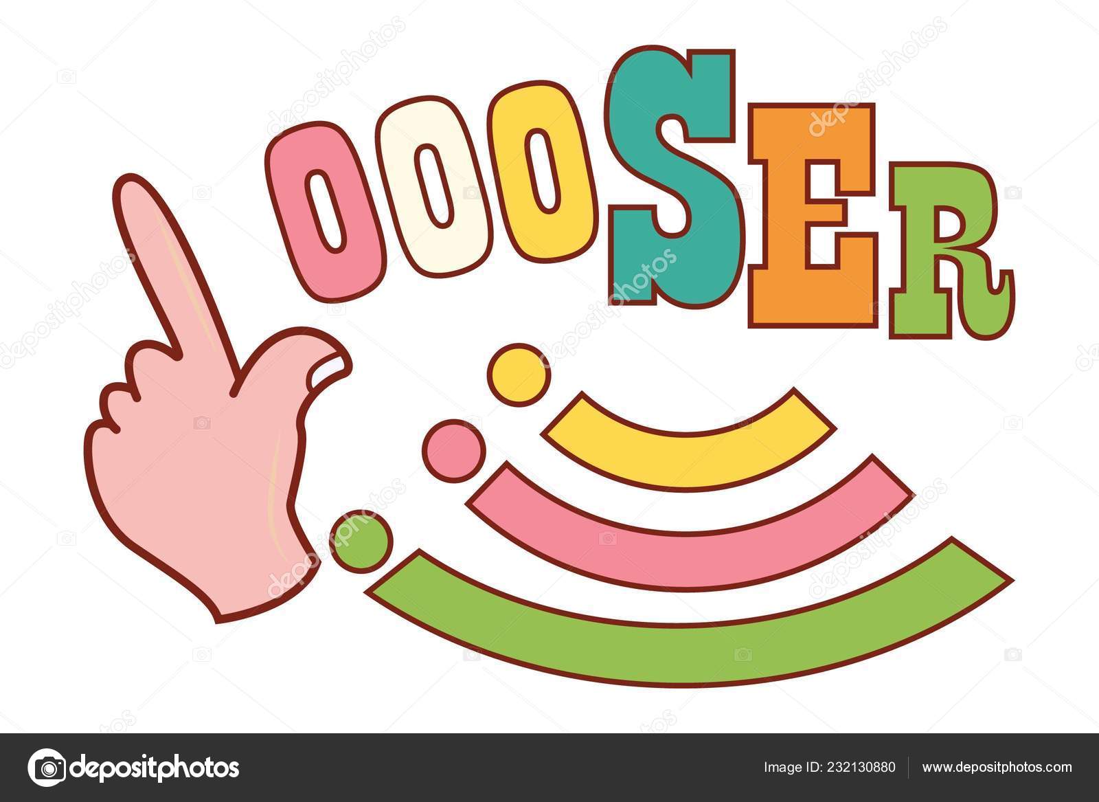 Vector Cartoon Illustration Loser Sign Isolated White Background Stock ...