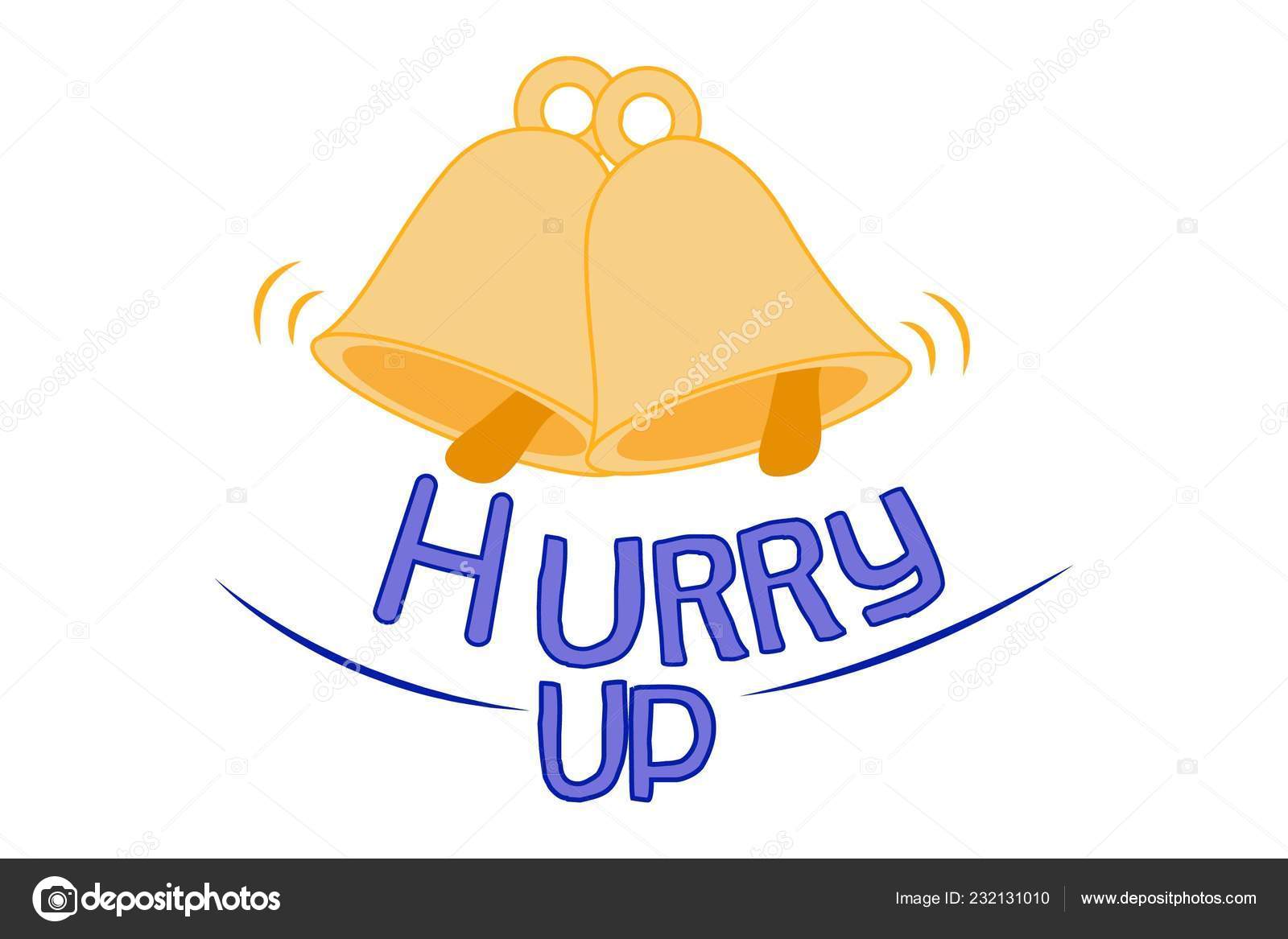 Vector Cartoon Illustration Bell Lettering Hurry Isolated White ...
