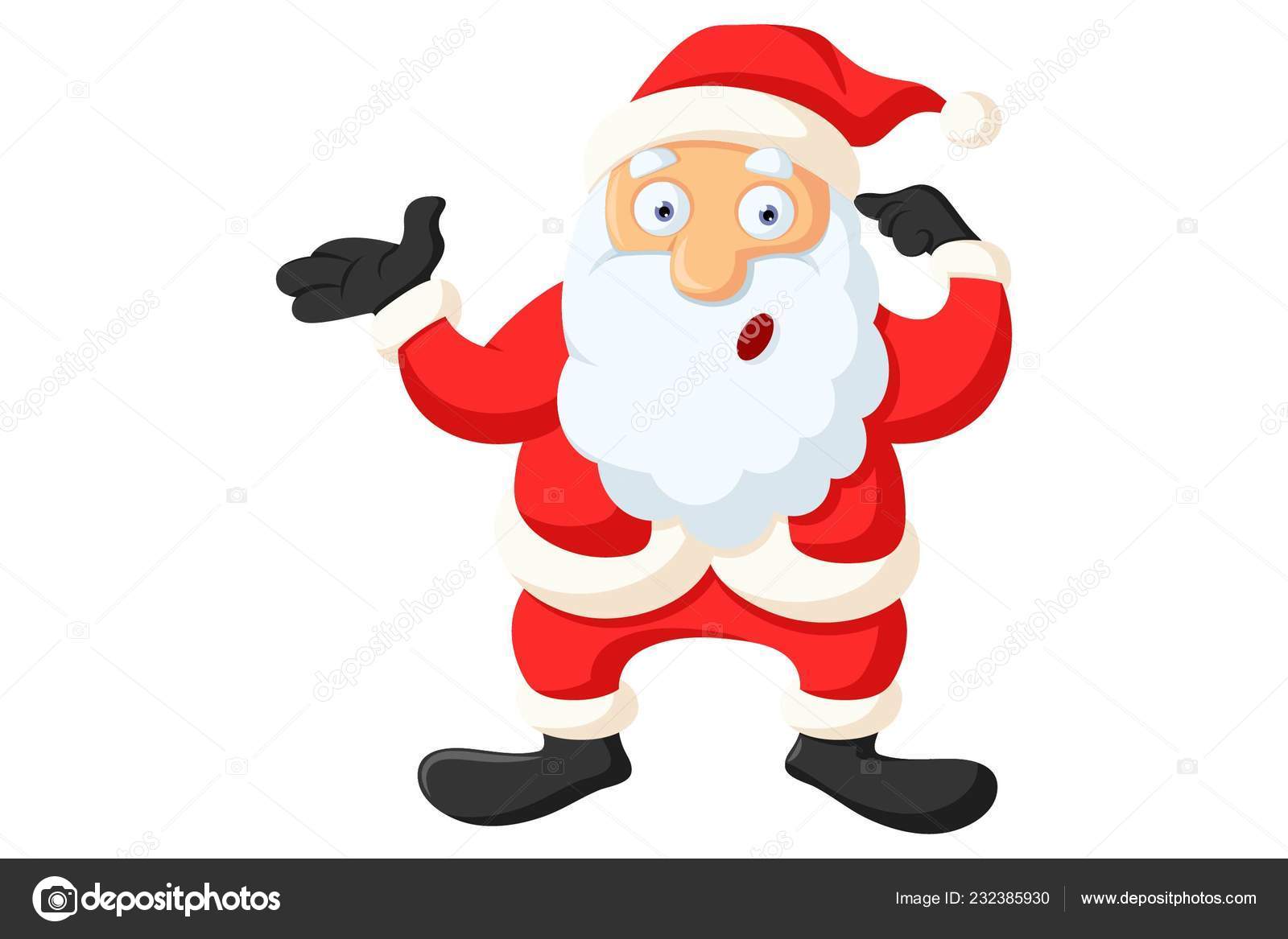Vector Cartoon Illustration Santa Claus Thinking Isolated White ...