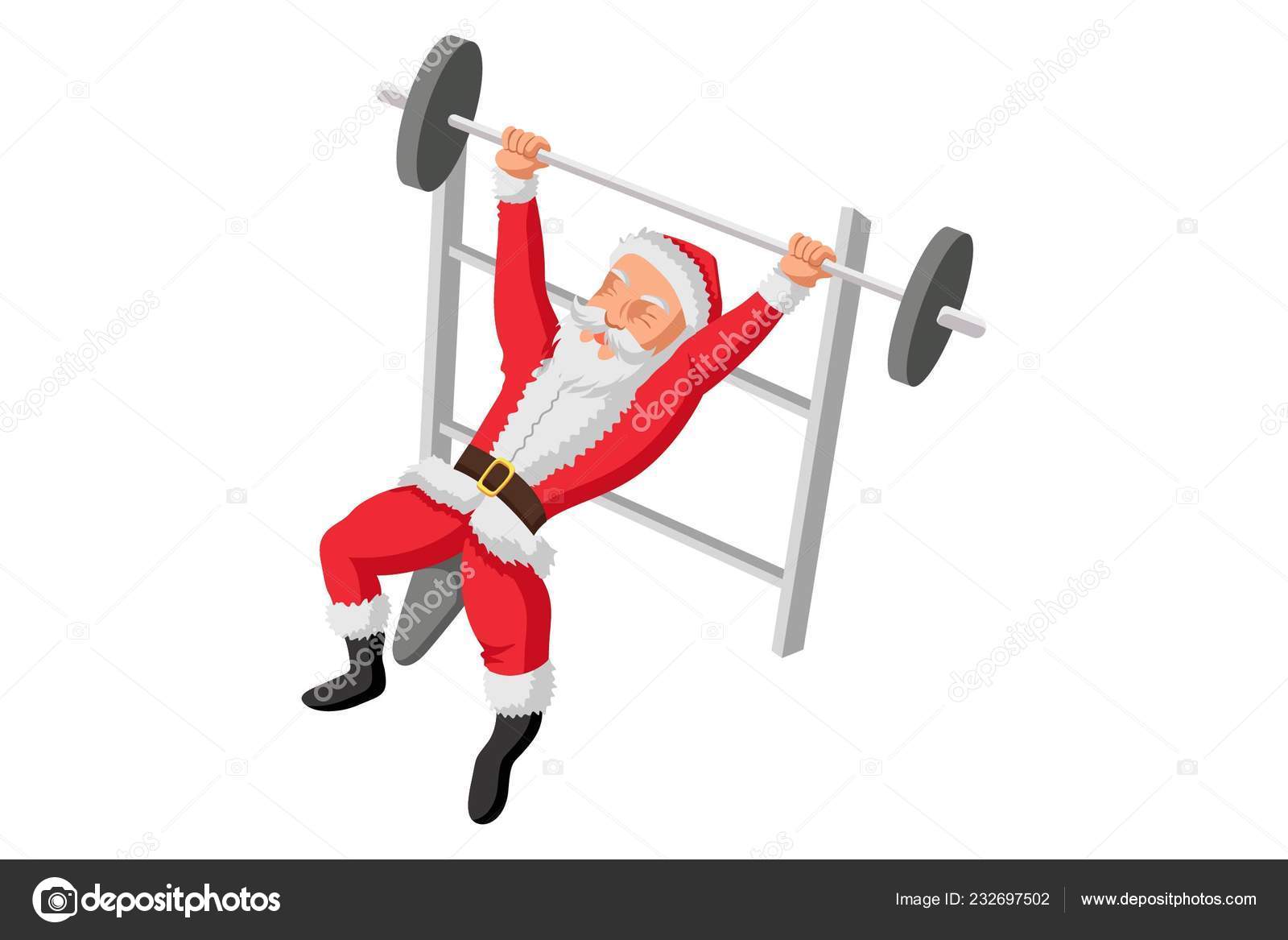 Vector Cartoon Illustration Santa Claus Exercising Isolated White ...