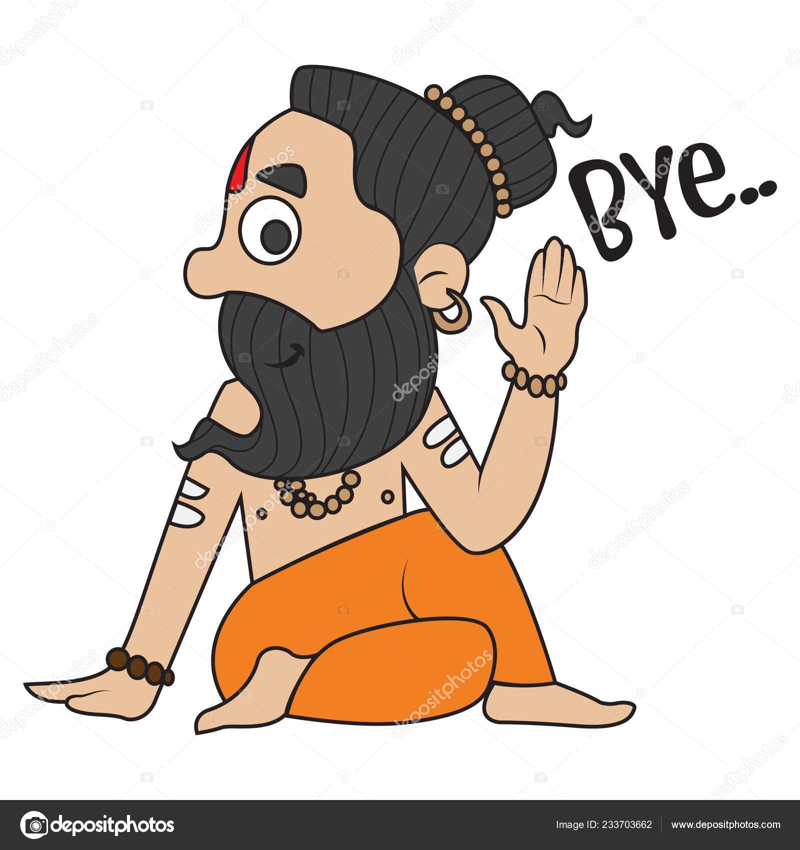 Vektorové Ilustrace Kreslené Roztomilý Baba Ramdev Říkat Sbohem ...