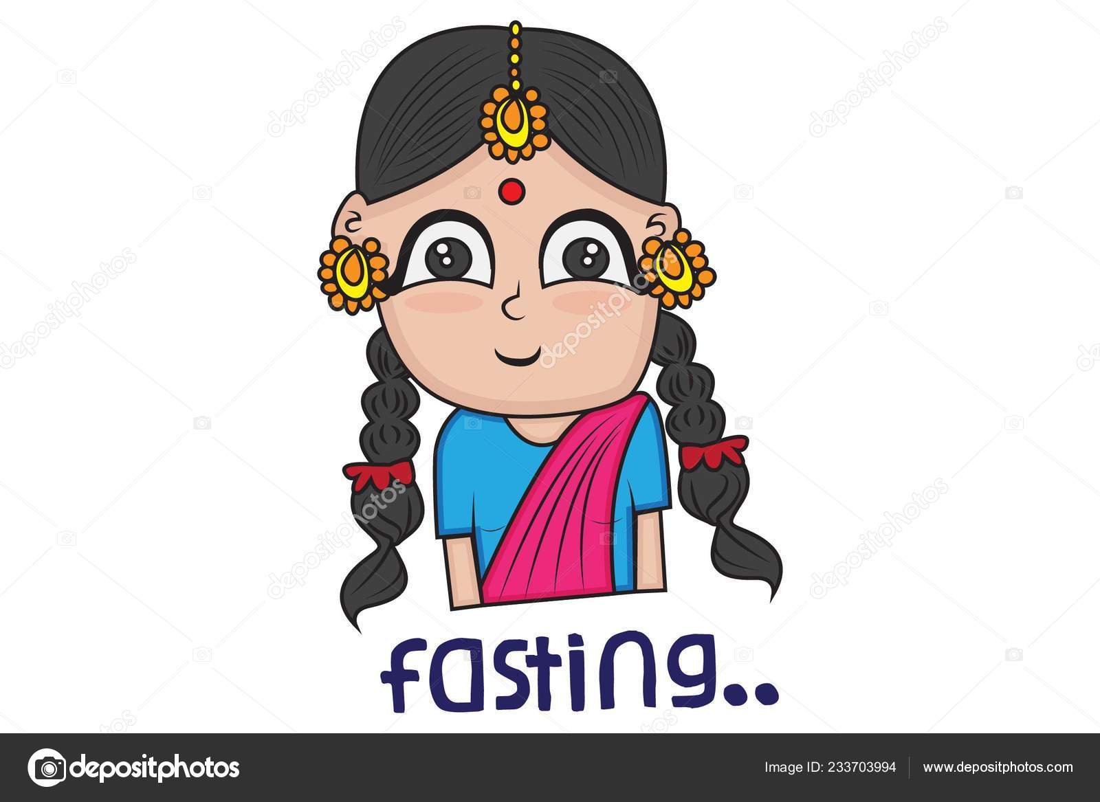 Vektor Cartoon Illustration Von Niedlichen Mädchen Sagen Fasting ...