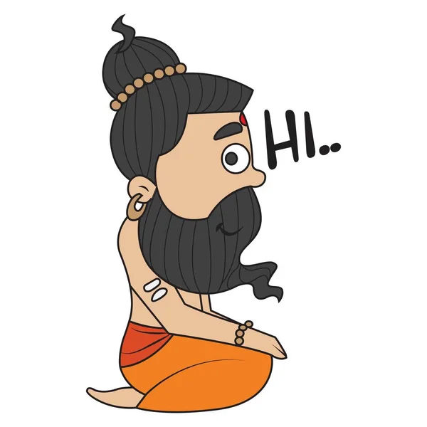Vector Cartoon Illustration Cute Baba Ramdev Saying Super Showing Sign ...
