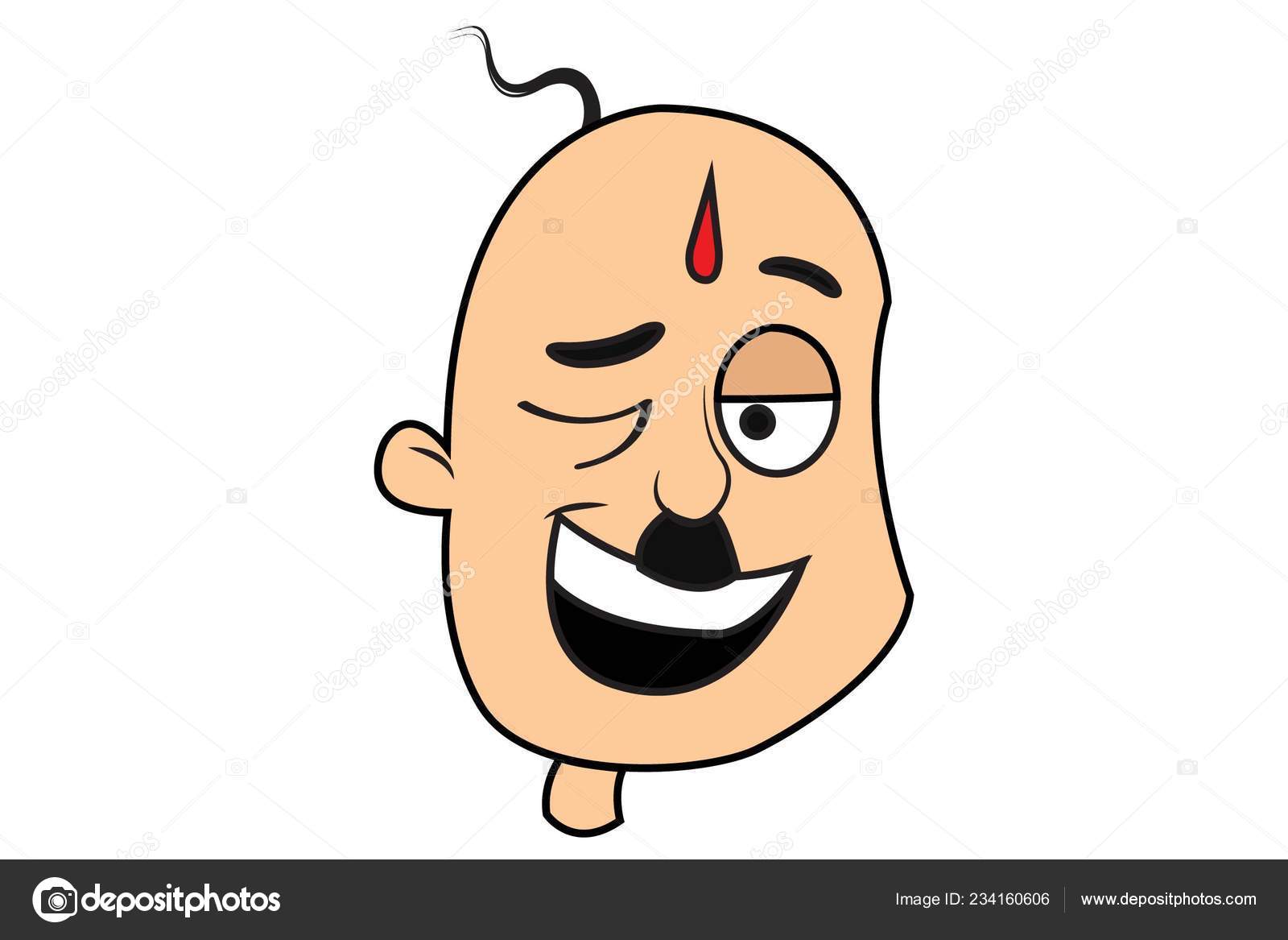 Vector Ilustración Dibujos Animados Hombre Calvo Lindo Feliz Aislado ...