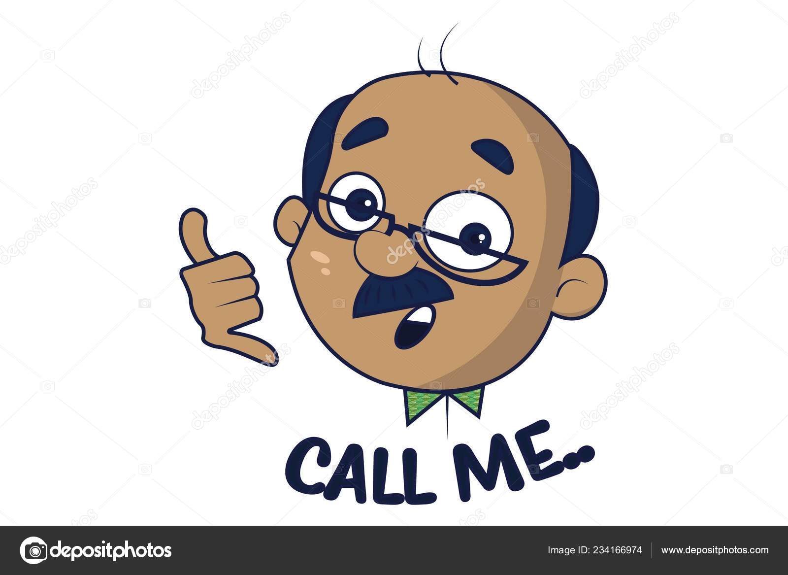 Bald Man Saying Call Vector Illustration Isolated White Background ...