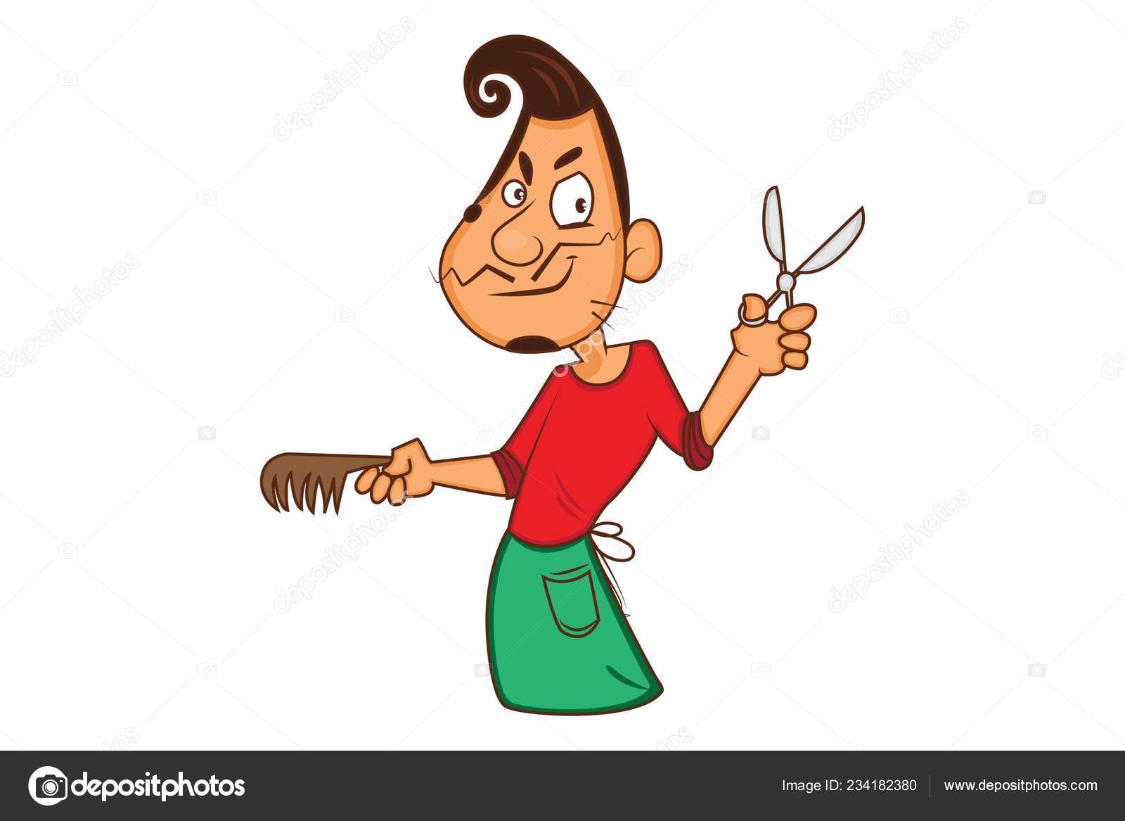 Vector Cartoon Illustration Barber Scissors Comb Isolated White ...